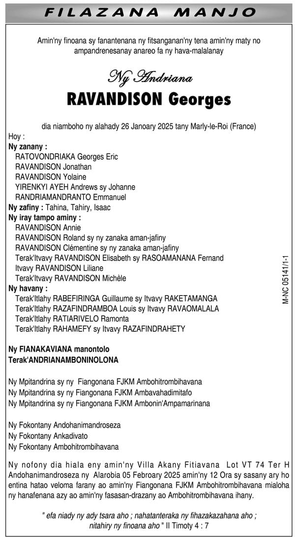 Nécrologie « TANIKO Madagascar